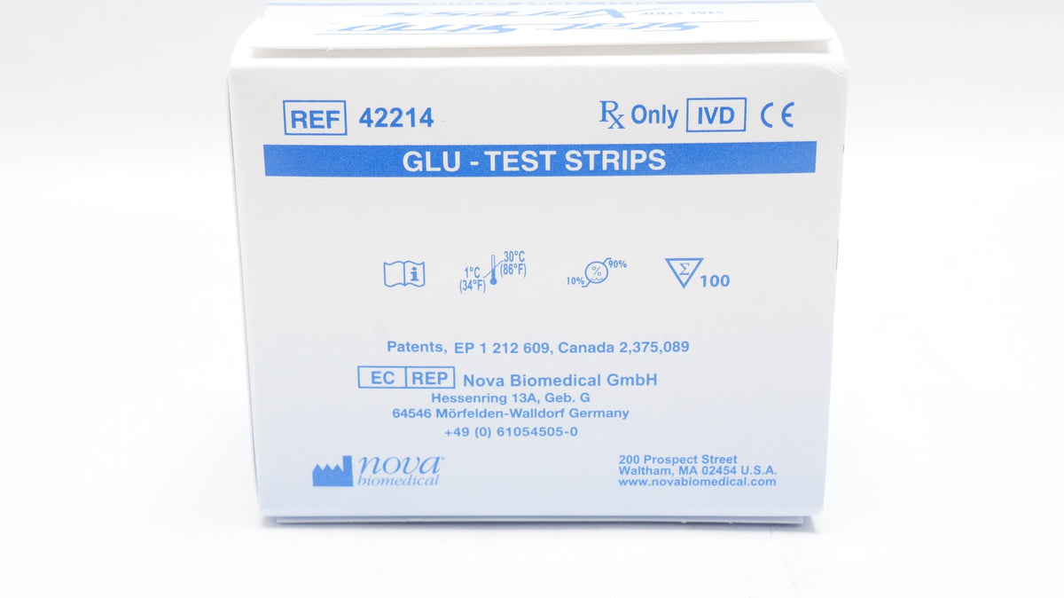 Nova Biomedical 42214 Glu - Test Strips - Box of 100 – Imedicsales