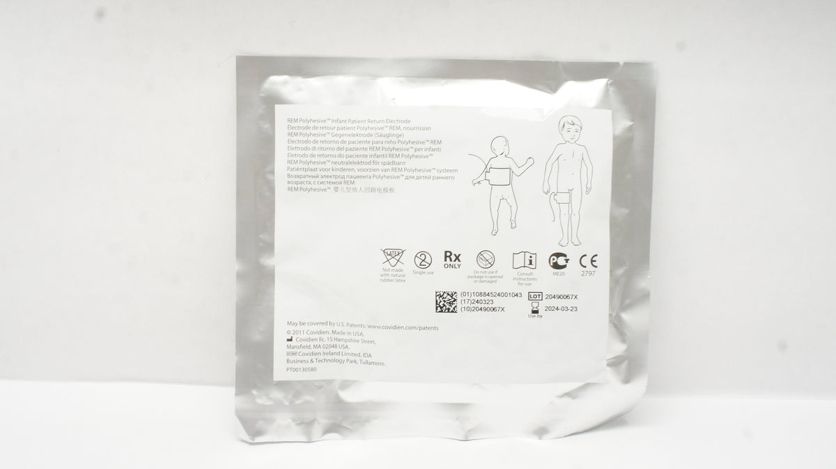 Covidien E7510-25 Valleylab REM Polyhesive Infant Return Electrode 6-3 ...