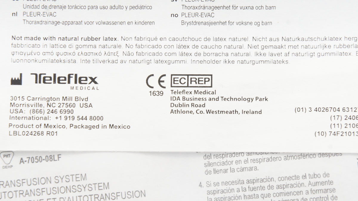 Teleflex A-7000-08LF Pleur-Evac Adult Pediatric Chest Drainage Unit ...