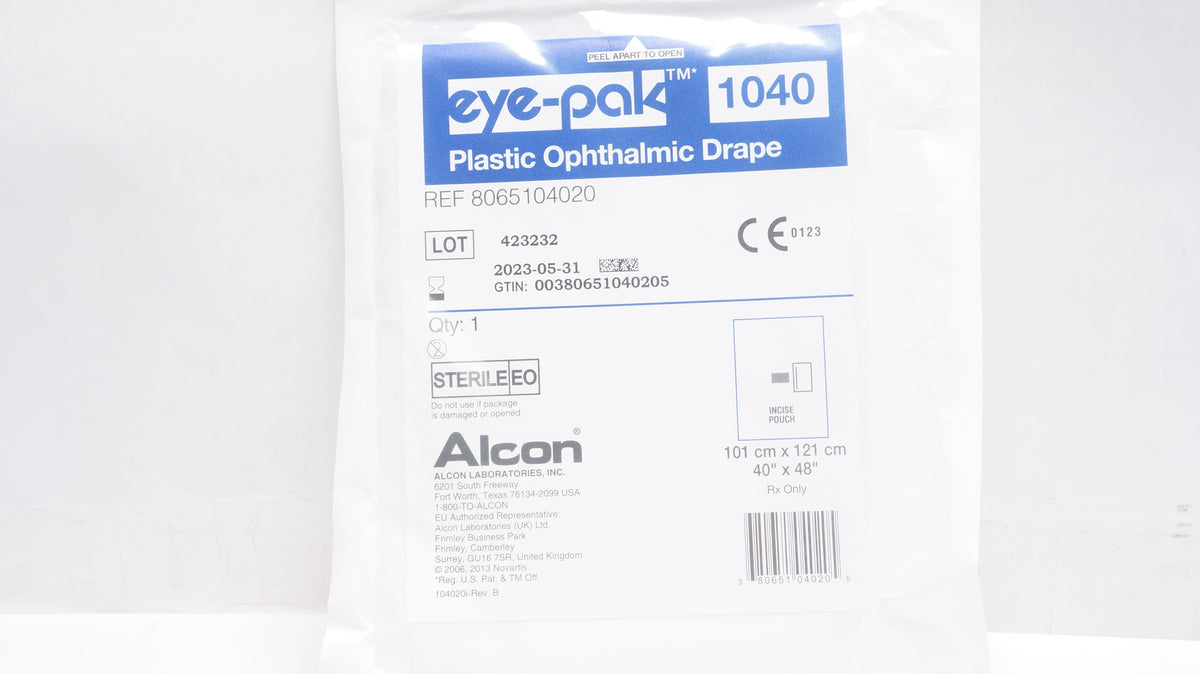 Alcon 8065104020 EYe-Pak Plastic Ophthalmic Drape 1040, 40In x 48In (x ...