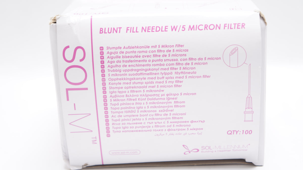 Sol-M 110022F Blunt Fill Ndle W/5Micron Filter 18G x 1-1/2inch - Box o ...