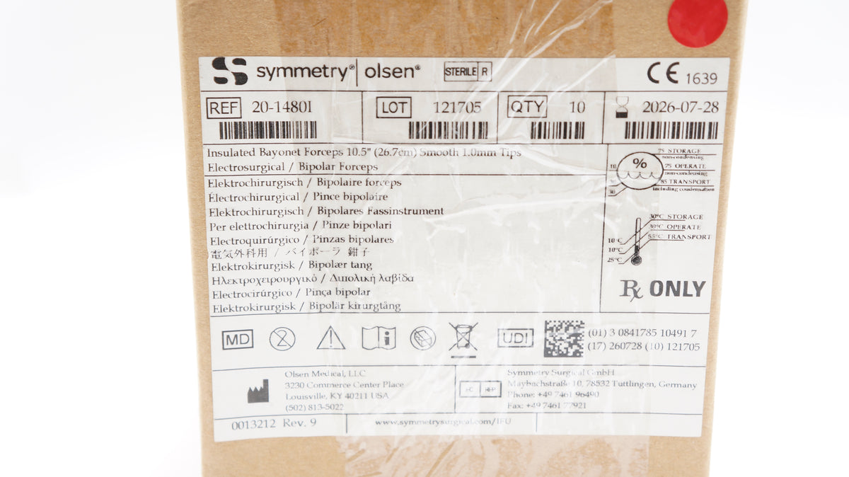 Olsen 20-14801 Symmetry Insulated Bayonet Forceps 10.5inch - Box of 10 ...
