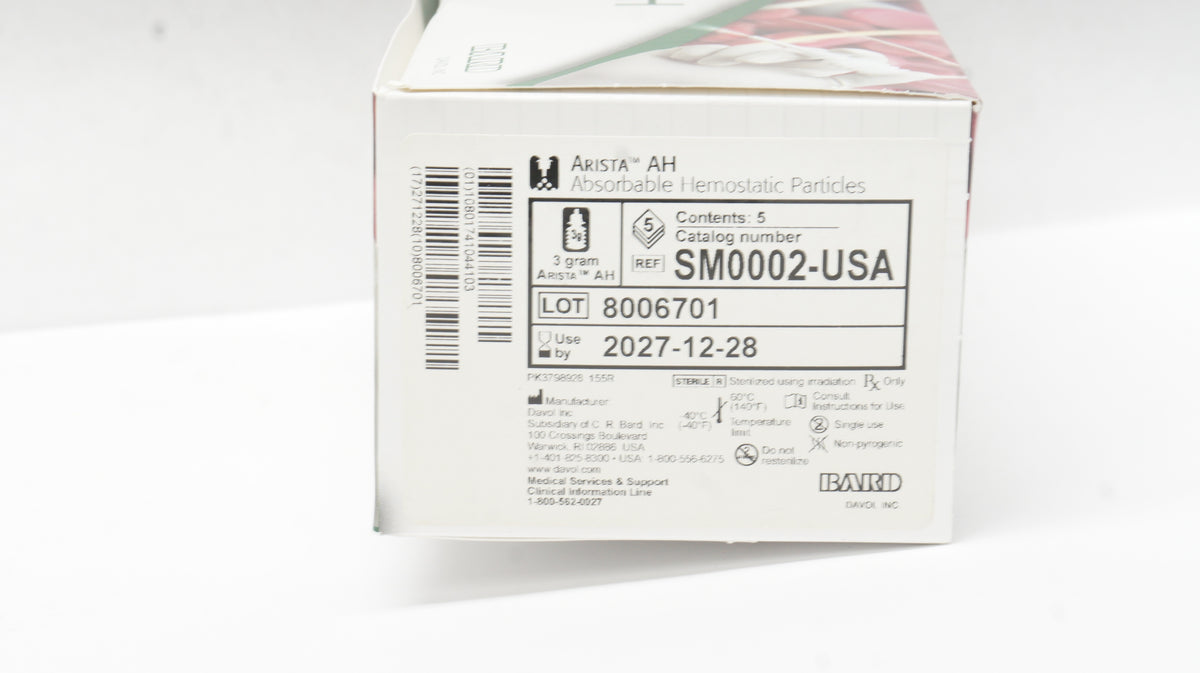 Bard SM0002-USA Arista AH Absorbable Hemostatic Particles - Box of 5 ...