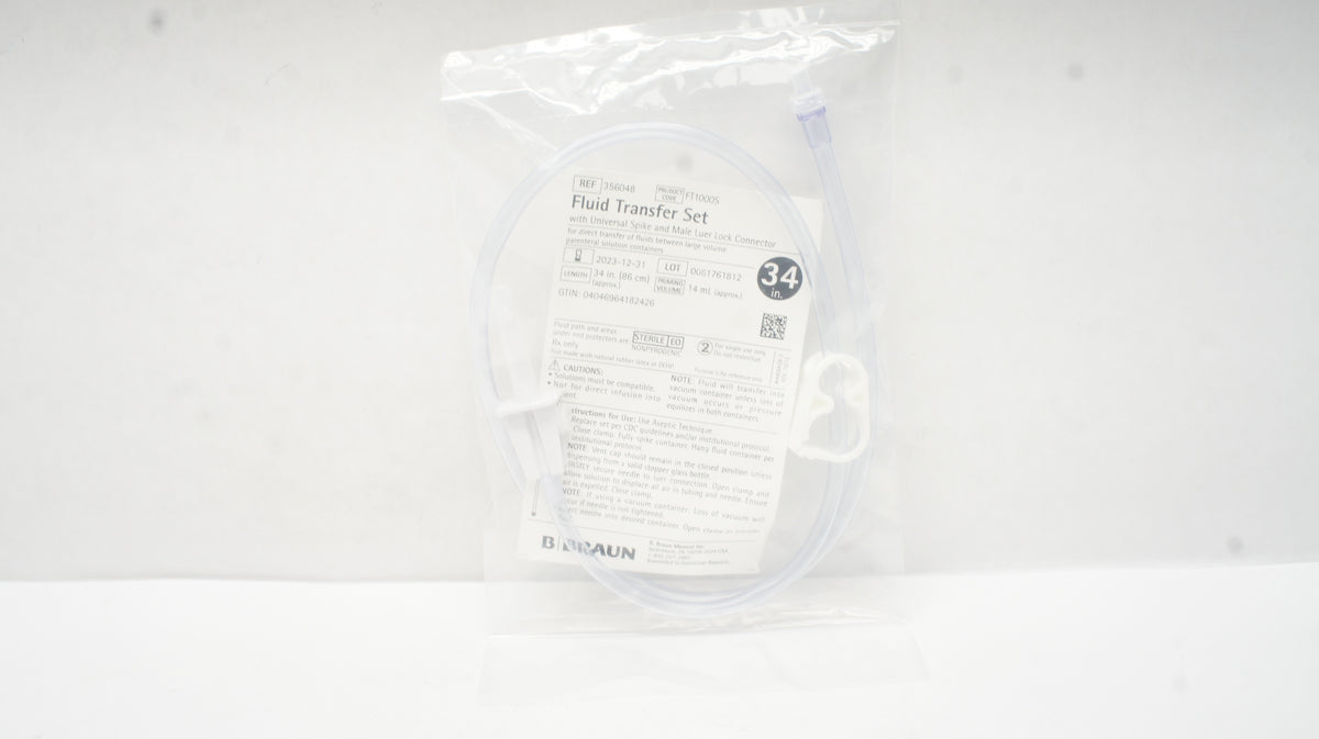 Braun 356048 Fluid Transfer Set W/Universal Spike & Connector 34inch x ...
