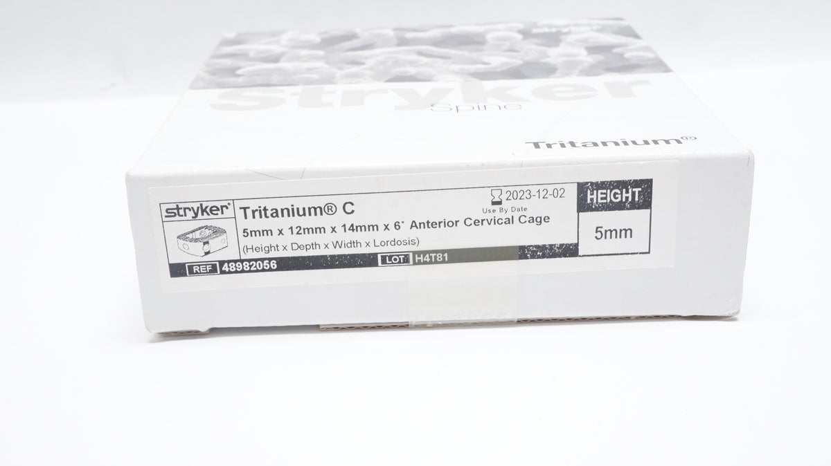 Stryker 48982056 Titanium 5mm x 12mm 14mm x 6° Anterior Cervical Cage ...
