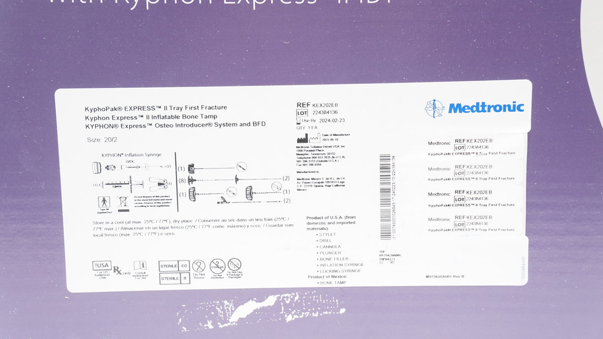 Medtronic KEX202EB Kyphon Balloon Kyphoplasty w/Kyphon Express II IBT ...
