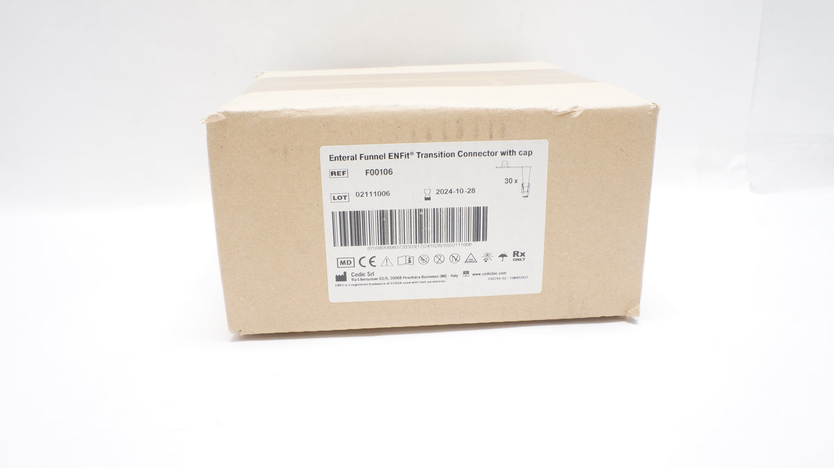 Cedic Srl F00106 Enteral Funnel ENFit Transition Connector W/Cap - Box ...