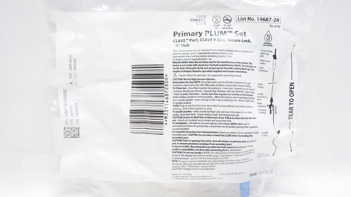 ICU Medical 14687-28 Primary Plum Set 103inch 15Drops/ml – Imedicsales