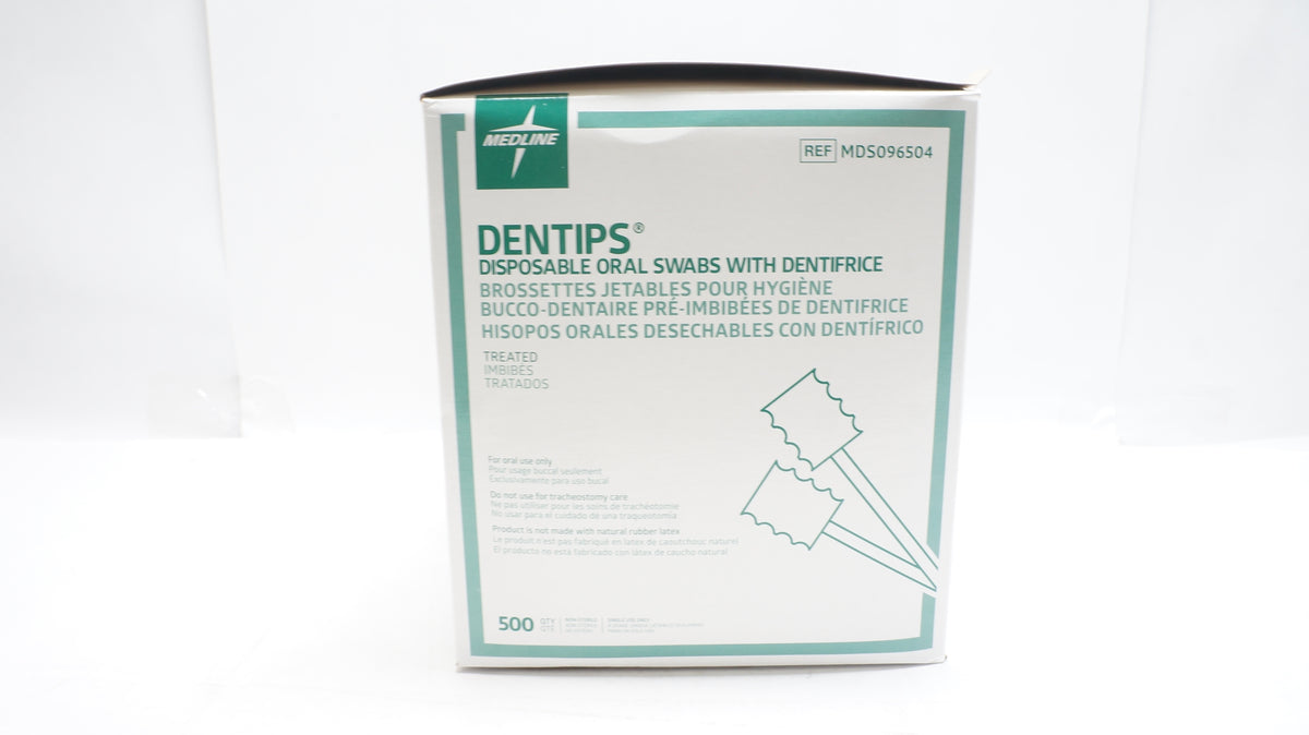 Medline MDS096504 Dentips Disposable Oral Swabs W/Dentifrice - Box of ...