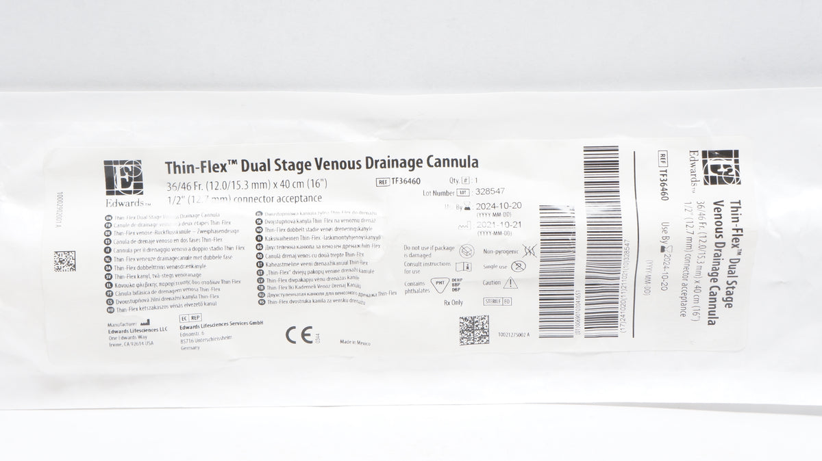 Edwards Lifesciences TF36460 Thin-Flex Dual Stage Venous Drainage Cann ...