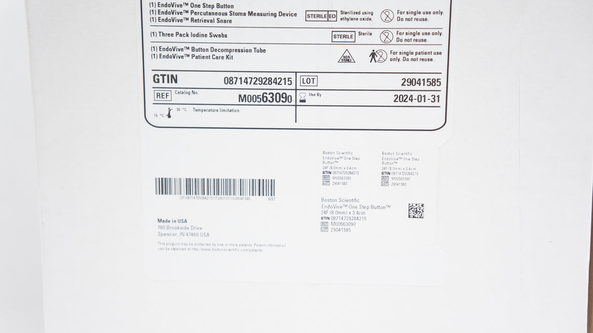 Boston Scientific 6309 EndoVive One Step Button Gastrostomy Kit 24F x ...
