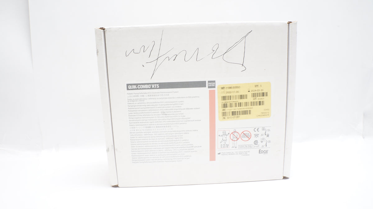 Physio Control 11996-000093 Quik-Combo RTS ECG Electrodes 0-33lb. (x ...