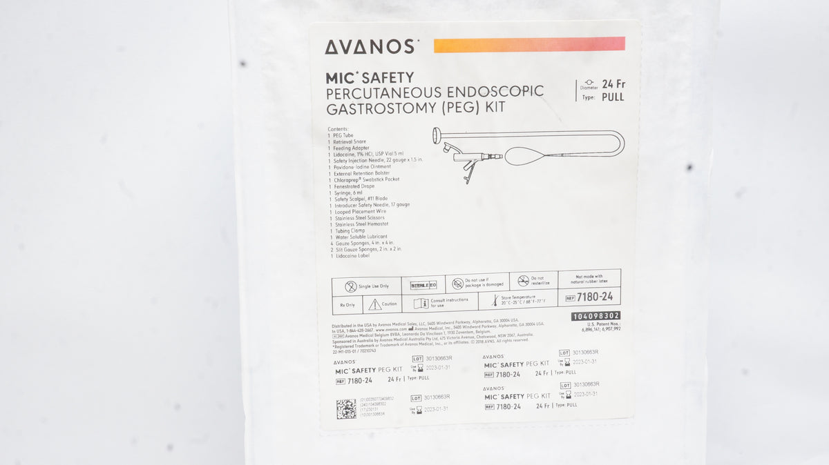 Avanos 7180-24 MIC Safety Percutaneous Endoscopic Gastrostomy Kit 24Fr ...