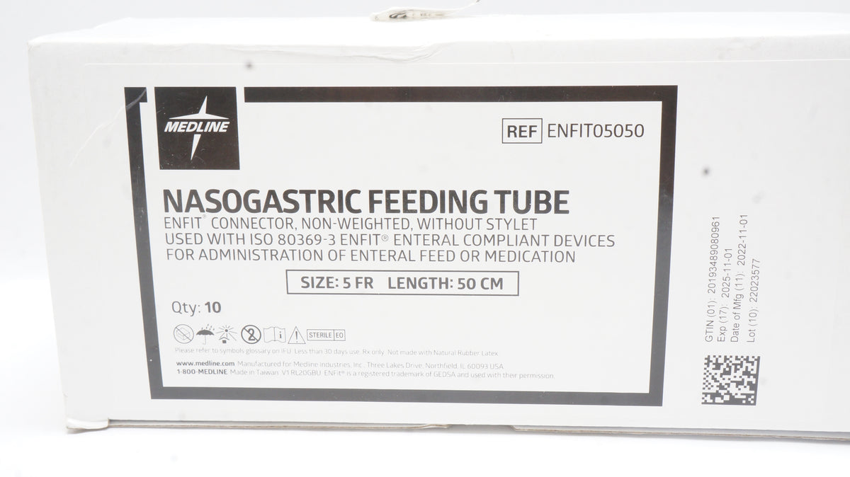 Medline ENFIT05050 Nasogastric Feeding Tube 5Fr x 50cm - Box of 7 ...