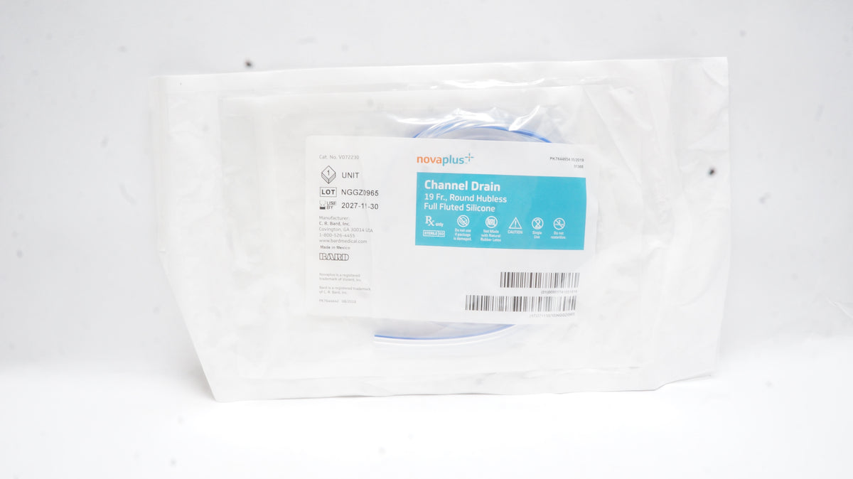 Bard V072230 Novaplus Channel Drain 19Fr. Round Hubless Full Fluted Si ...