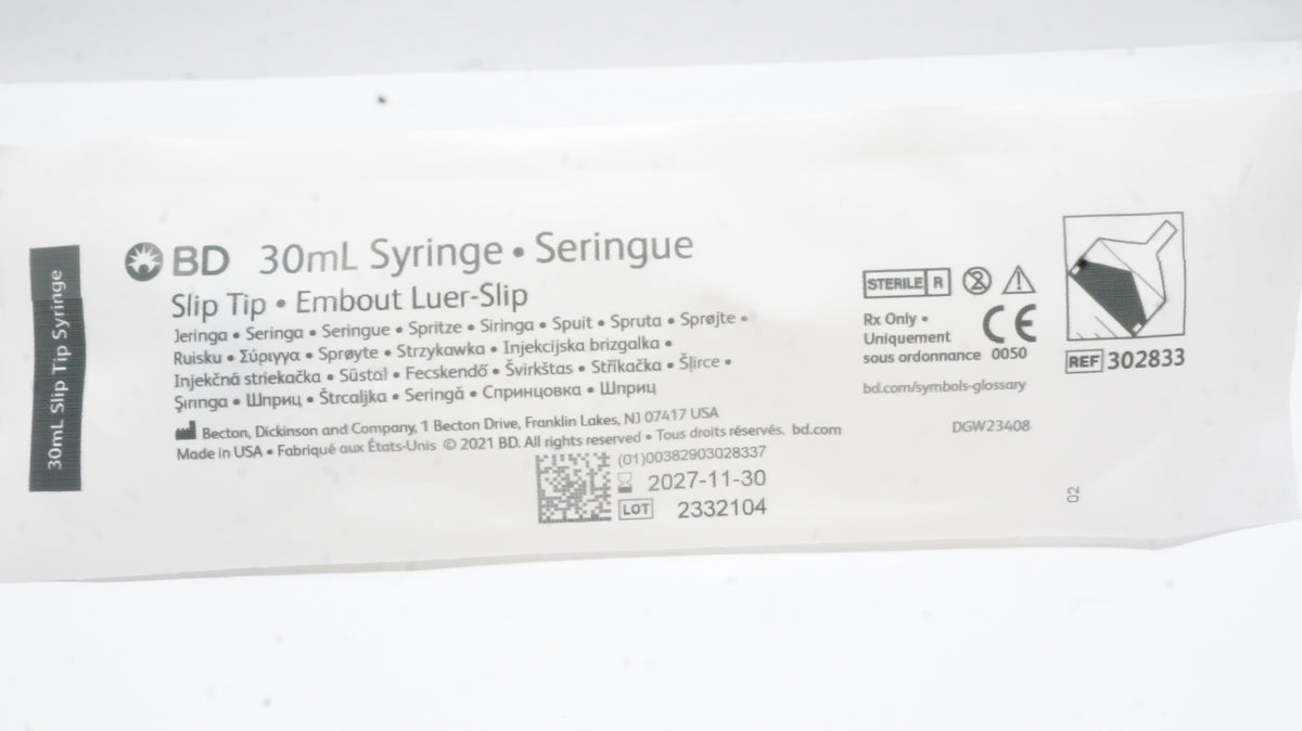 BD 302833 Slip Tip 30 ml Syringe – Imedicsales