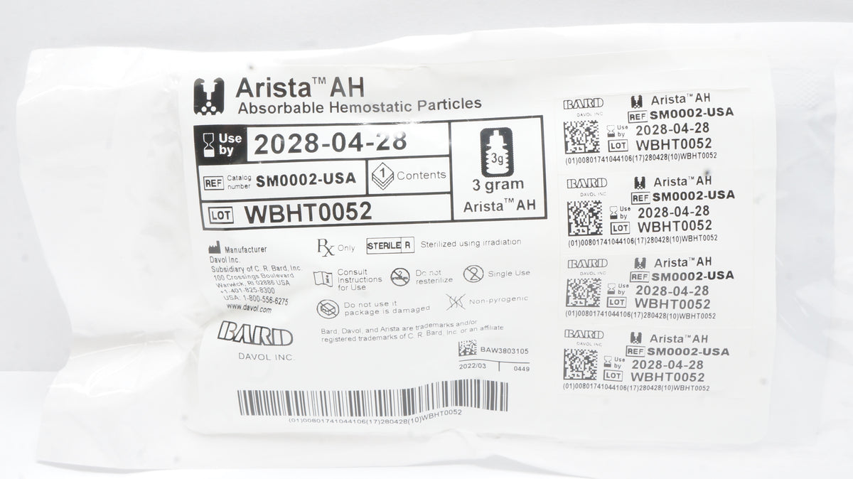 Bard SM0002-USA Arista AH Absorbable Hemostatic Particles 3gram ...