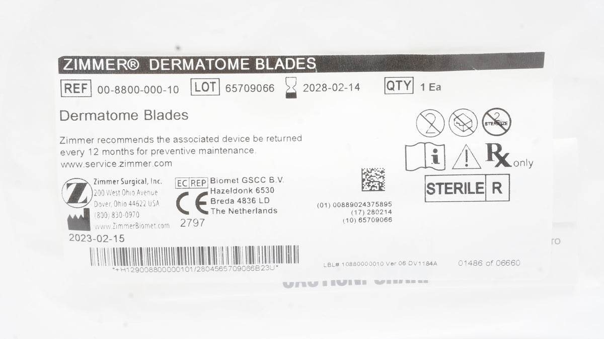 Zimmer 00-8800-000-10 Dermatome Blades – Imedicsales