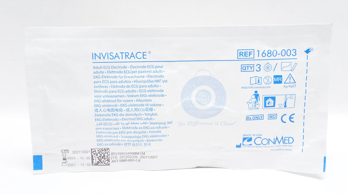 ConMed 1680-003 Invisatrace Adult ECG Electrode (x) - Pack of 3 ...
