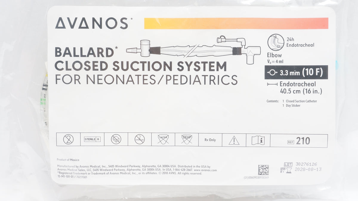 Avanos 210 Ballard Closed Suction System for Neonates/Pediatrics 10F x ...