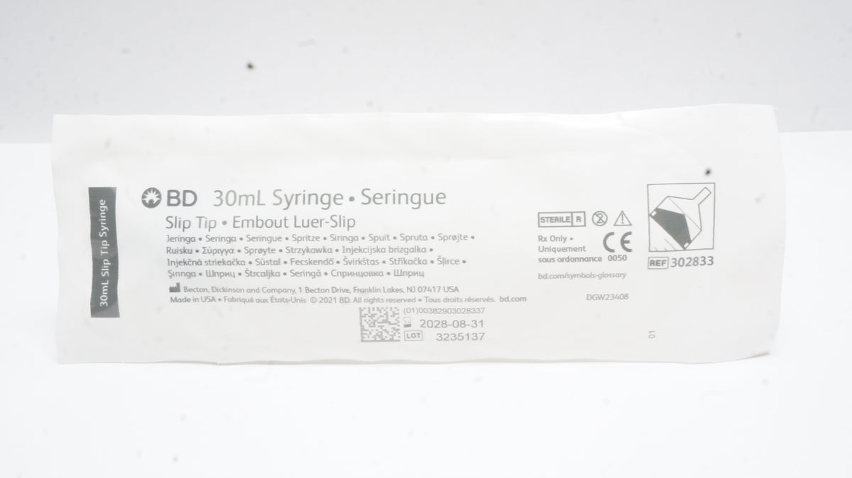 BD 302833 Slip Tip 30 ml Syringe – Imedicsales