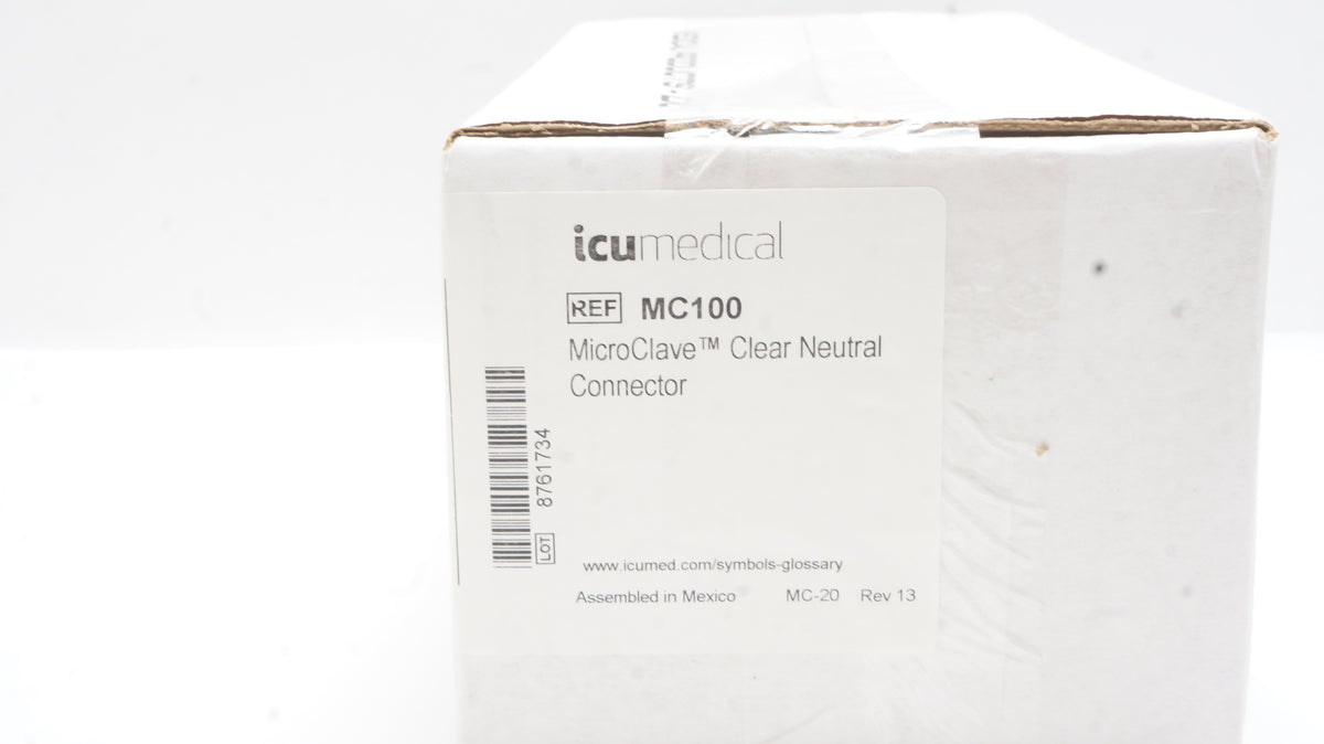 ICU Medical MC100 MicroClave Clear Neutral Connector - Box of 100 ...