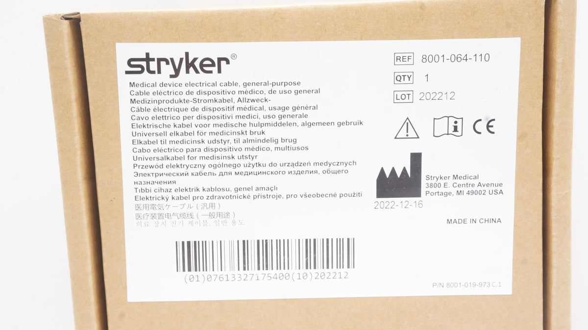 Stryker 8001-064-110 Medical Device Electrical Cable General-Purpose ...