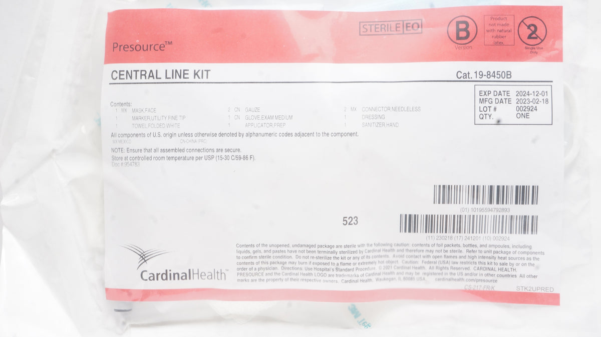 Cardinal Health 19-8450B Presource Central Line Kit – Imedicsales