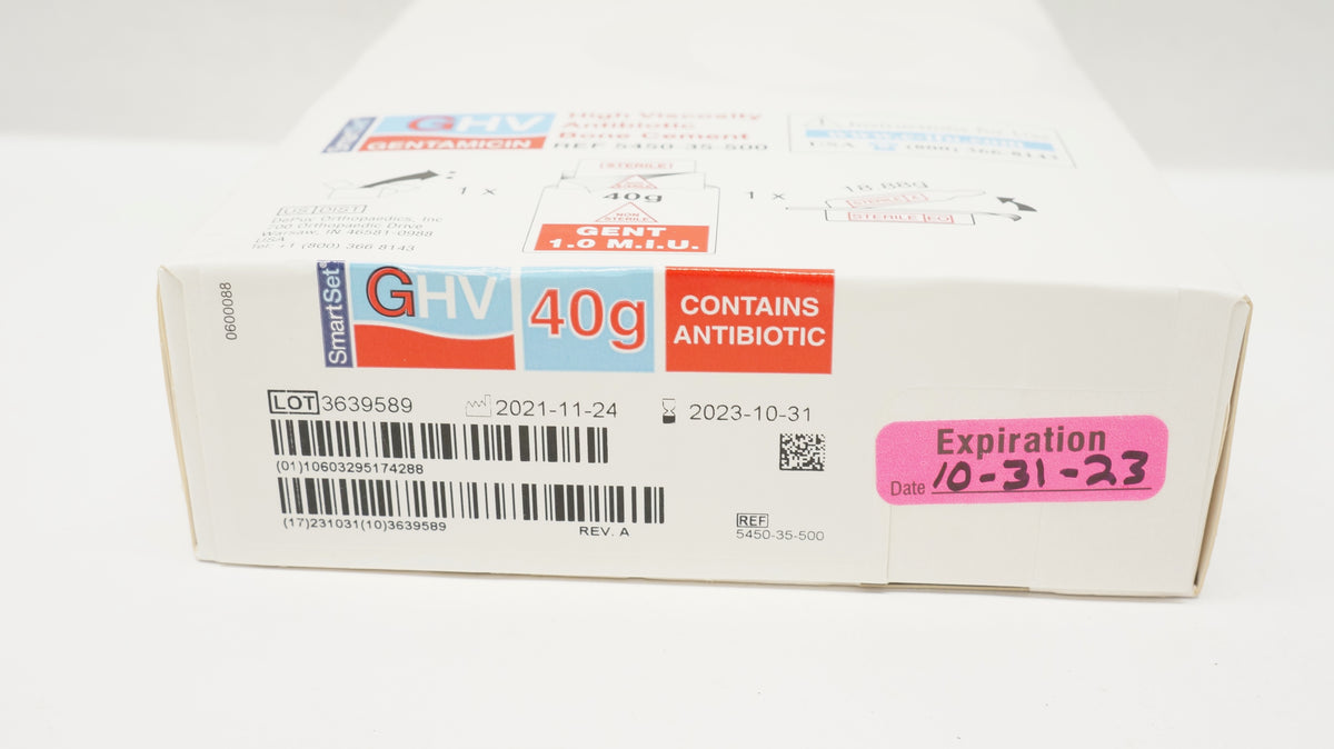 DePuy 5450-35-500 SmartSet High Viscosity Antibiotic Bone Cement 40g ...