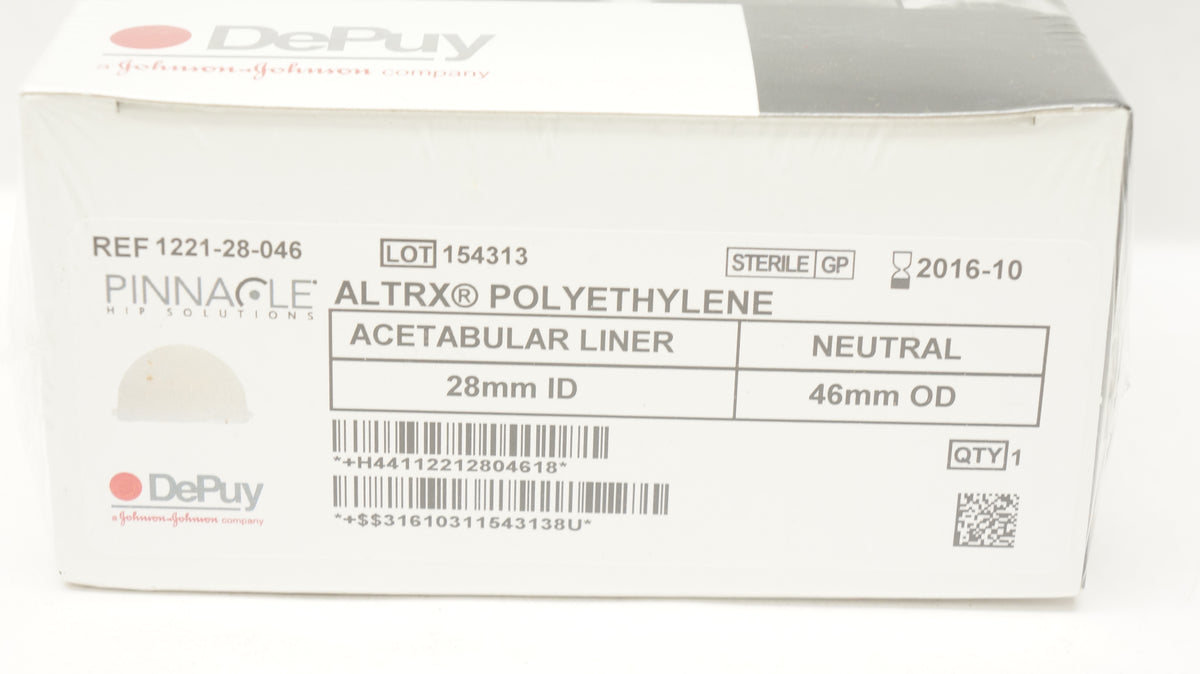 DePuy 1221-28-046 Pinnacle ALTRX Acetabular Liner Neutral 28mm ID x 46 ...