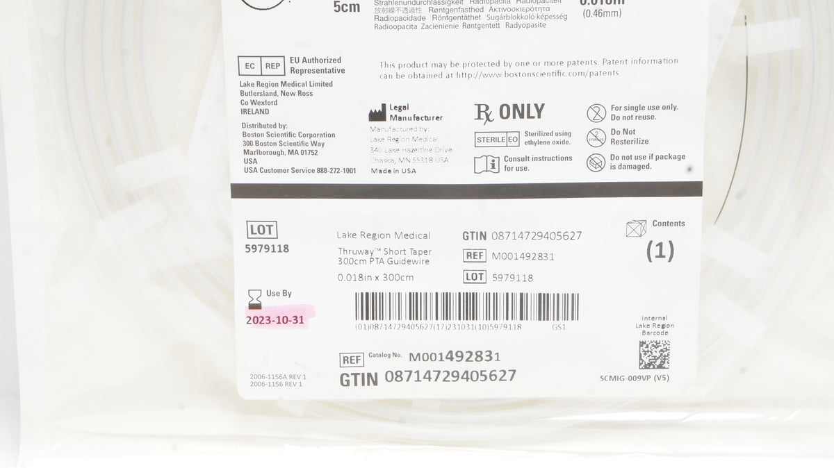 Boston Scientific M001492831 Thruway PTA Guide Wire .018inch x 11 x 30 ...