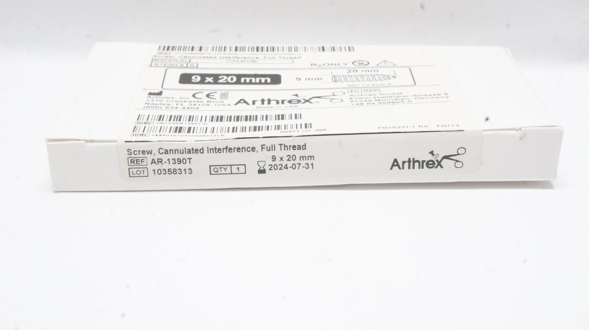 Arthrex AR-1390T Screw Cannulated Interference, Full Thread 9mm x 20mm ...