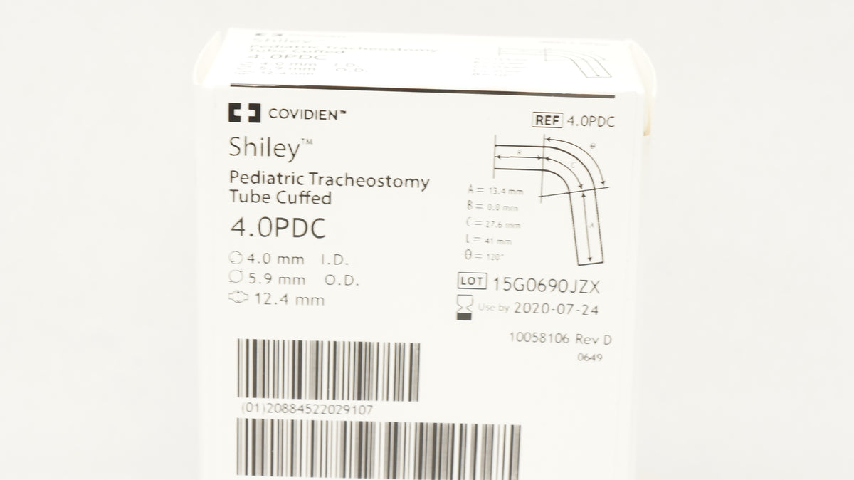 Covidien 4.0PDC Shiley Pediatric Tracheostomy Tube Cuffed 4.0 x 5.9 x ...