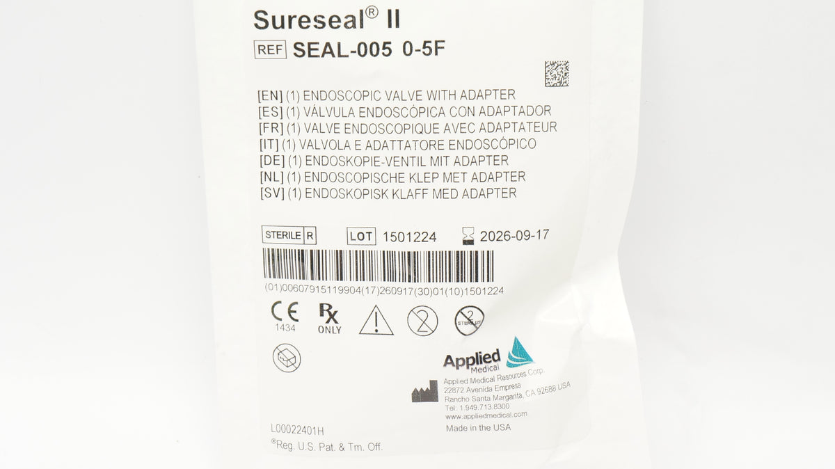 Applied Medical SEAL-005 Sureseal II 0-5 F Endoscopic Valves With Adap ...