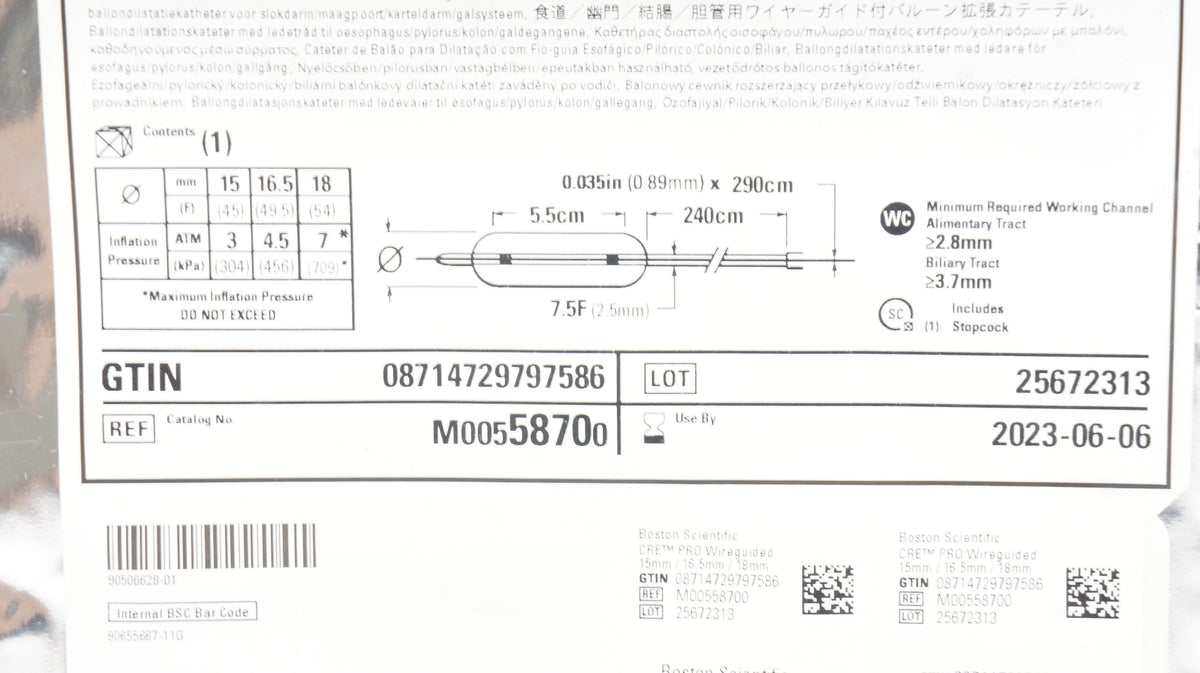 Boston Scientific M00558700 CRE PRO Balloon Dilatation Cath. 15 x 16.5 ...