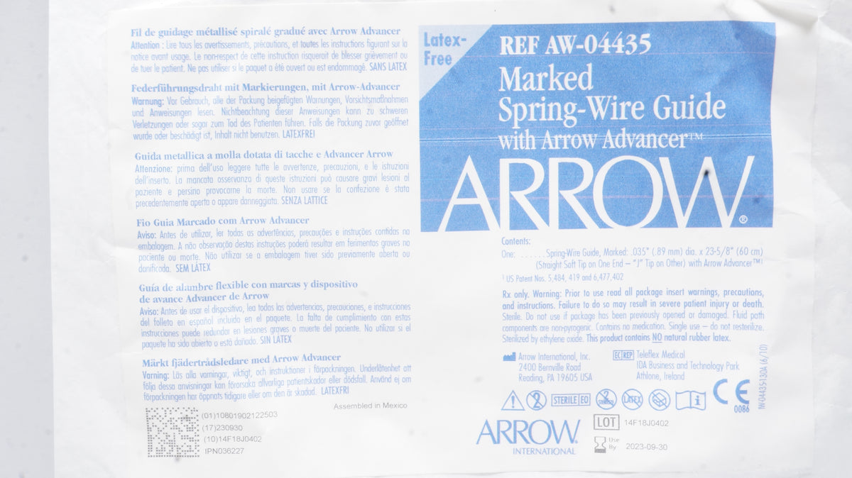 Arrow AW-04435 Marked Spring-Wire Guide W/Arrow Advancer (x) – Imedicsales