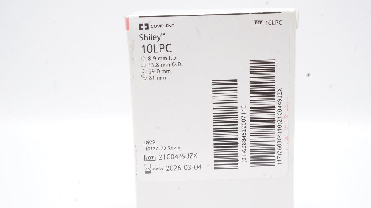 Covidien 10LPC Shiley Tracheostomy Tube Cuffed 8.9ID x 13.8OD x 29.0 x ...