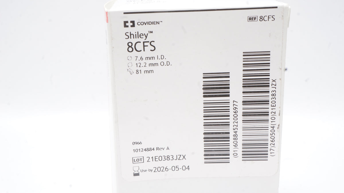 Covidien 8CFS Shiley Tracheostomy Tube Cuffless 7.6 ID x 12.2 OD x 81m ...