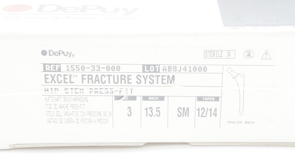 DePuy 1550-33-000 Excel Fracture System 3, 13.5 SM 12/14 Taper ...