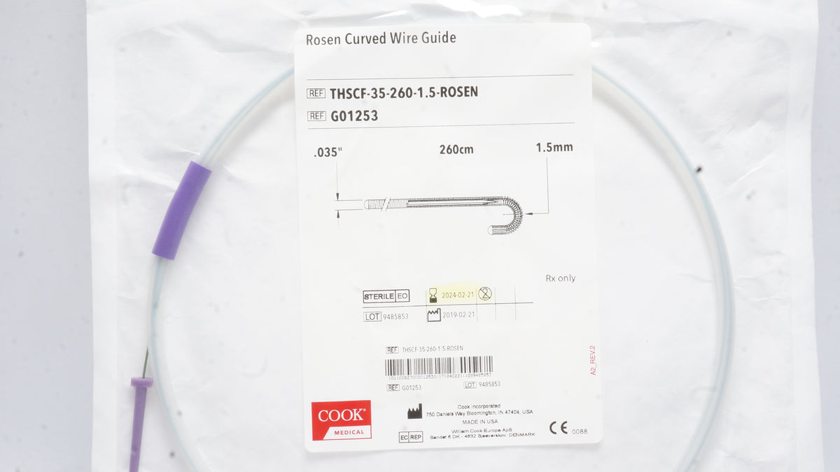 Cook Medical G01253 Rosen Curved Wire Guide .035In x 260cm x 1.5mm (x ...