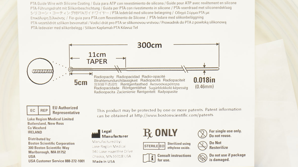 Boston Scientific M001492831 Thruway PTA Guide Wire .018inch x 11 x 30 ...