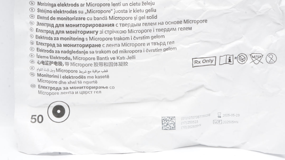 3M 2248-50 Red Dot Monitoring Electrode w/Micropore Tape&Solid Gel - P ...