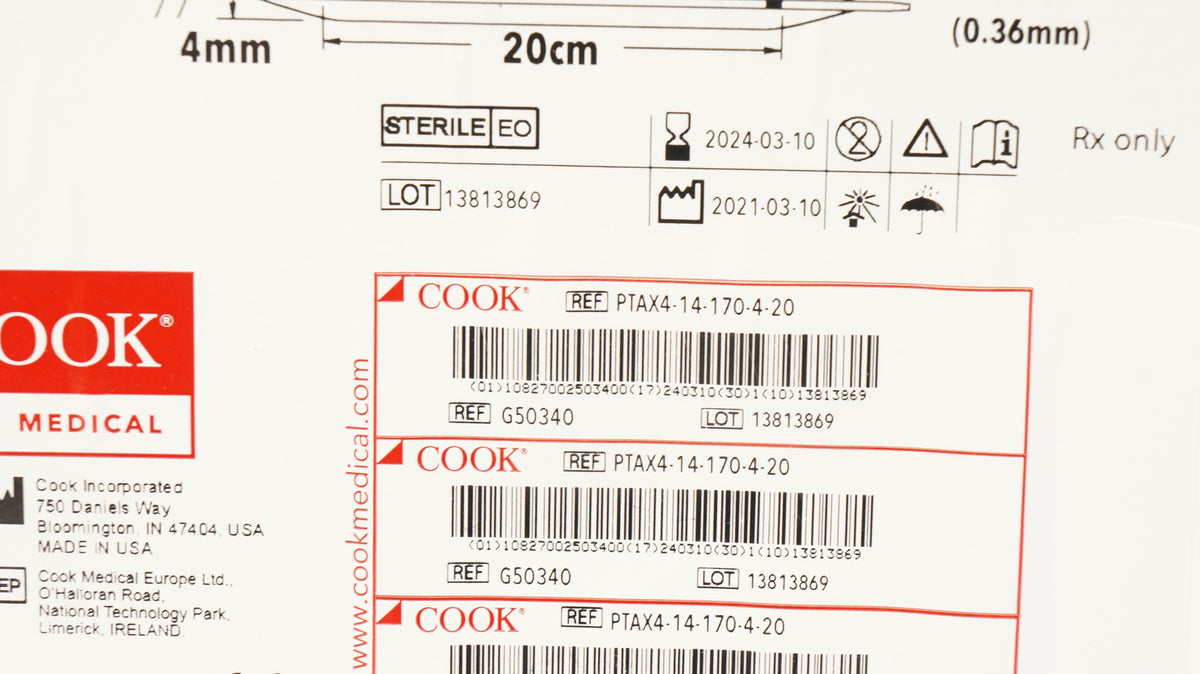 Cook Medical G50340 Advance 14LP Low Profile PTA Balloon Cath. 4mm x 2 ...