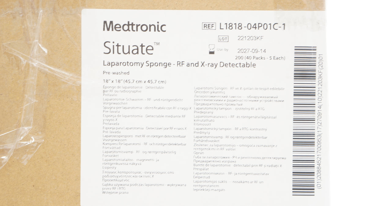 Medtronic L1818-04P01C-1 Situate Laparotomy Sponge X-Ray Detectable -C ...