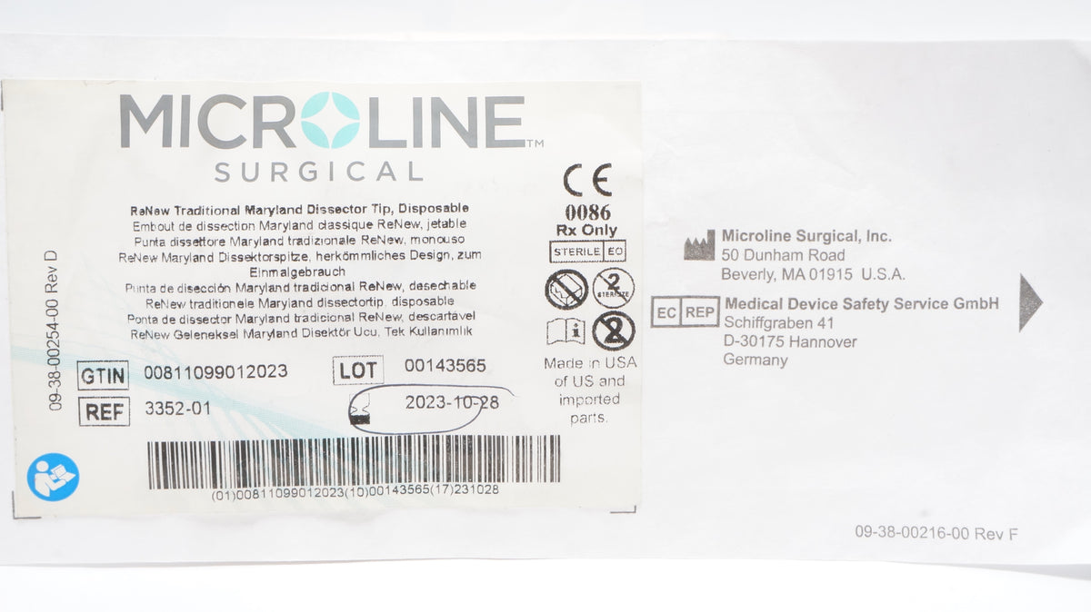 Microline Surgical 3352-01 ReNew Traditional Maryland Dissector Tip (x ...