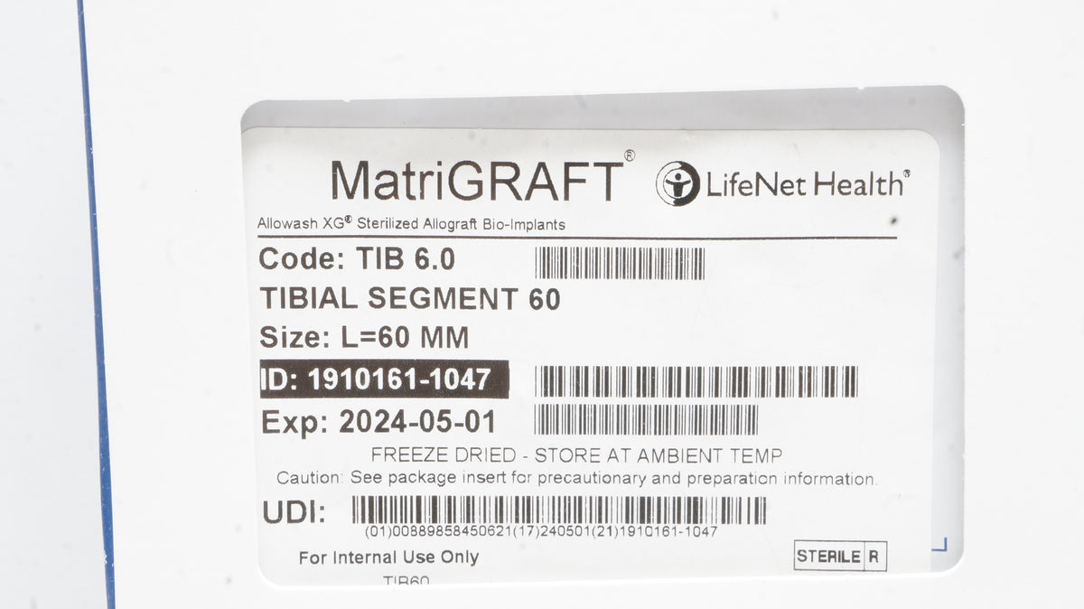 LifeNet Health TIB 6.0 MatriGraft Allowash XG Bio-Implant, Tibial Segm ...