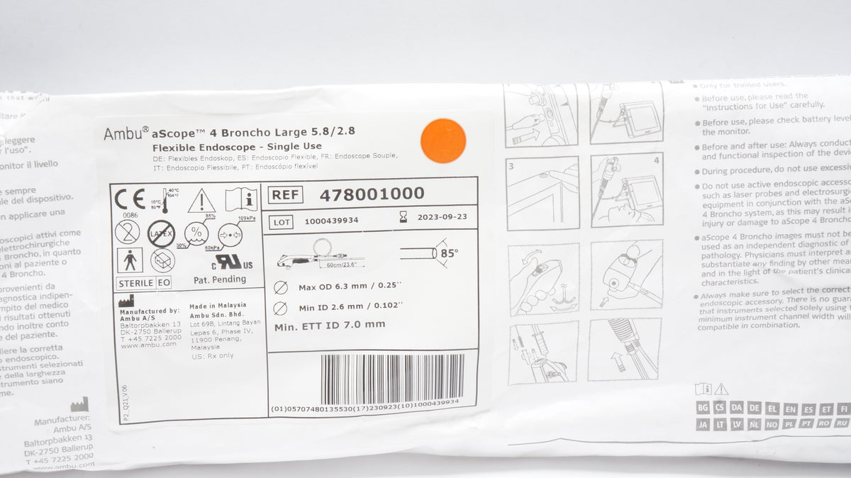AMBU 478001000 aScope 4 Broncho, Large 5.8 / 2.8 Flexible Endoscope (x ...