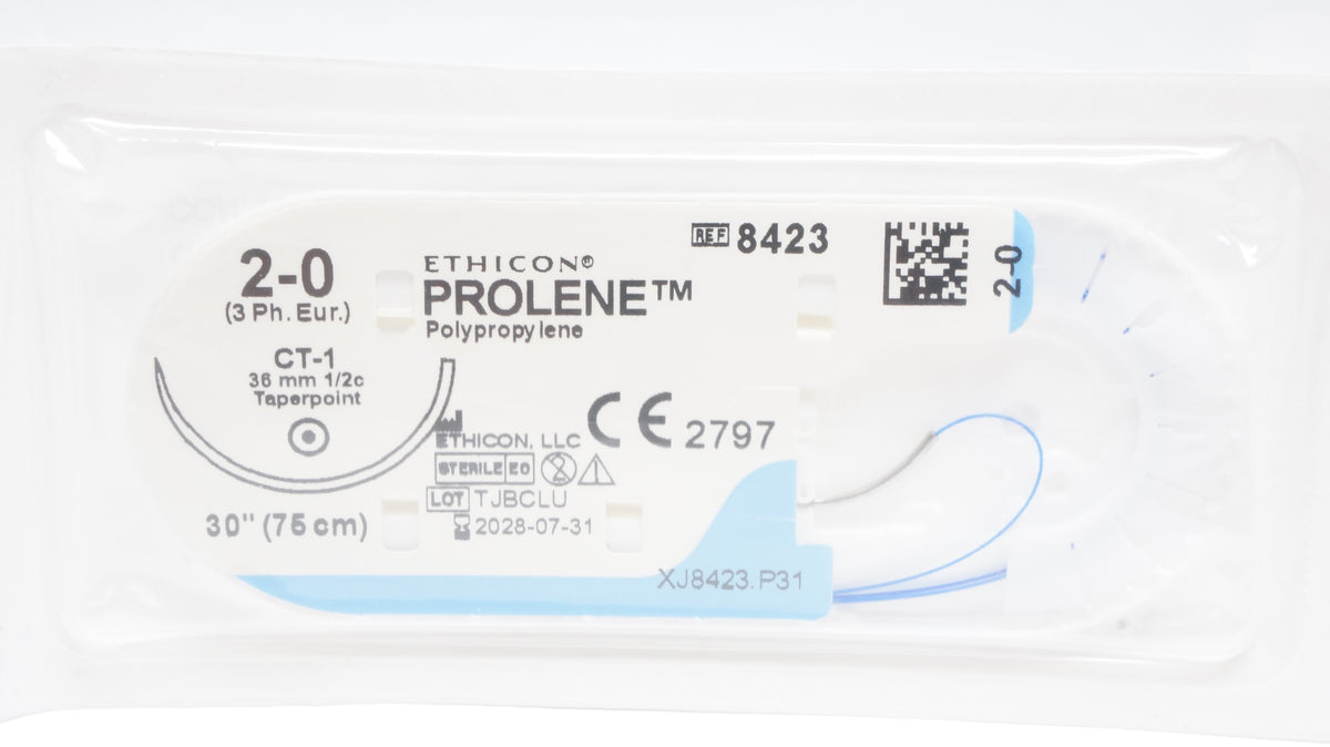 Ethicon 8423 2-0 PROLENE Polypropylene Stre CT-1, 36mm 1/2c Taperpoint ...