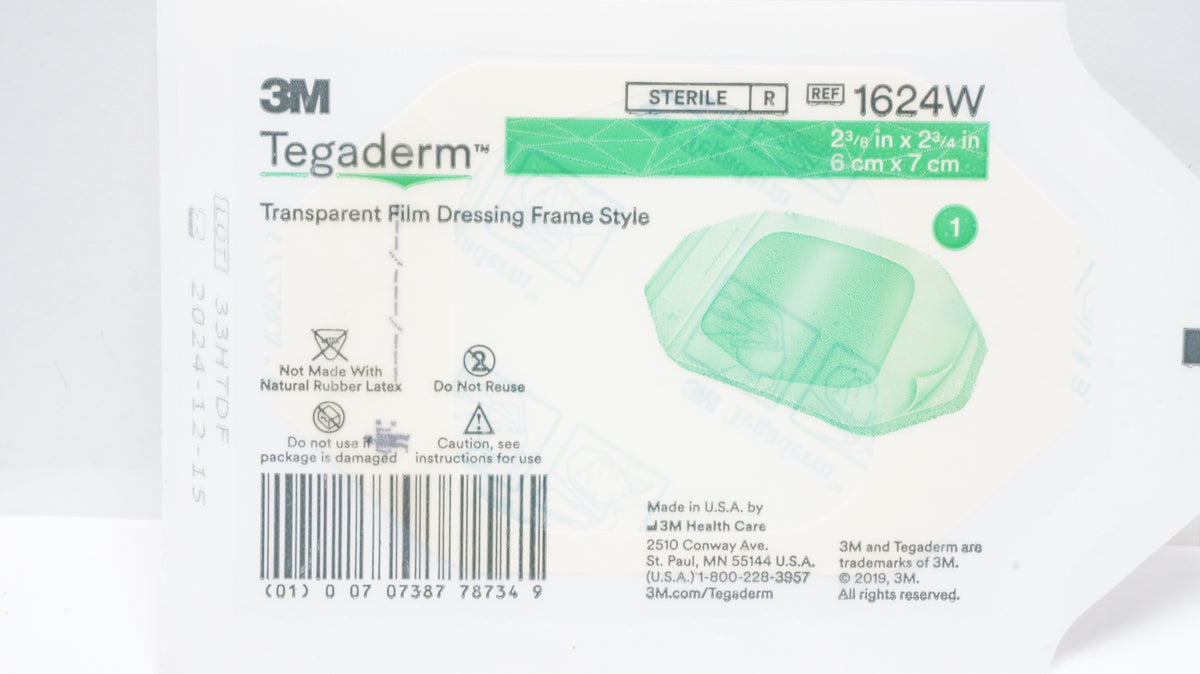 3M 1624W Tegaderm Transparent Film Dressing Frame Style 2-3/8 x 2-3/4 ...