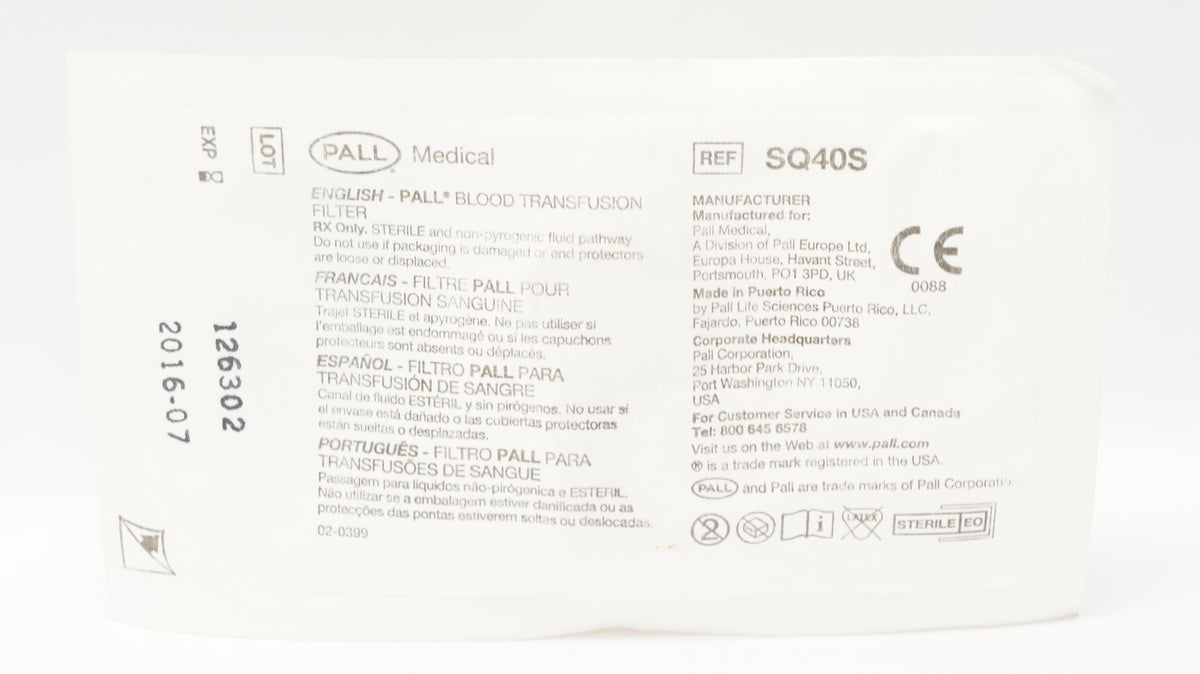 Pall Medical SQ40S Blood Transfusion Filter (x) – Imedicsales